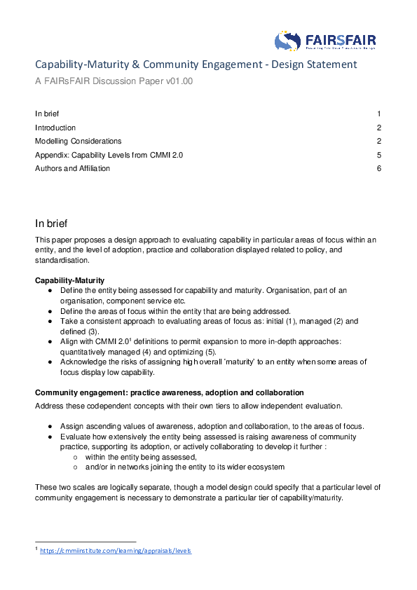 (PDF) Capability Maturity & Community Engagement Design Statement