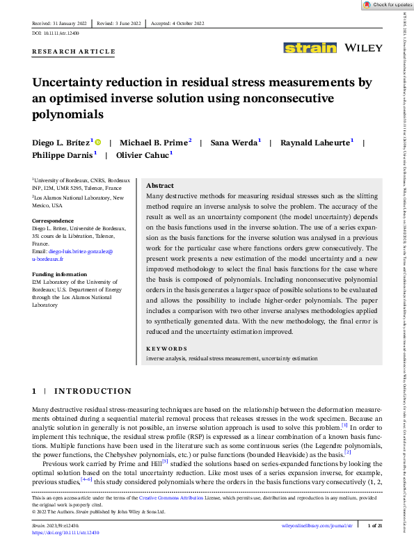 (PDF) Uncertainty reduction in residual stress measurements by an ...