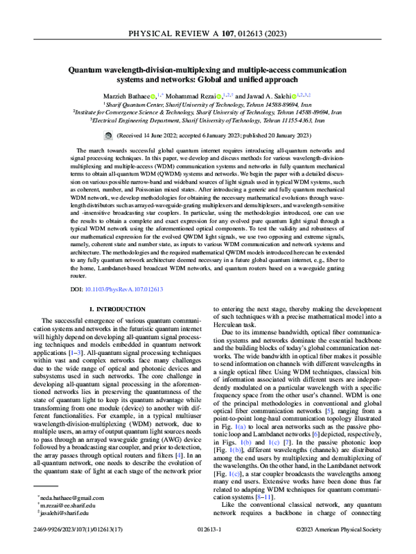 (PDF) Quantum wavelength-division-multiplexing and multiple-access ...
