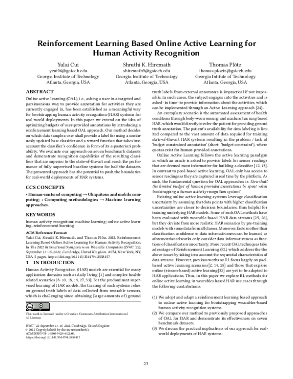 (PDF) Reinforcement Learning Based Online Active Learning for Human ...