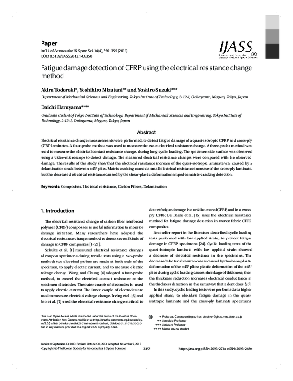 (PDF) Fatigue damage detection of CFRP using the electrical resistance change method