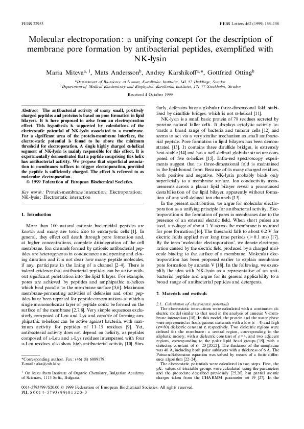 (PDF) Molecular electroporation: a unifying concept for the description of membrane pore ...