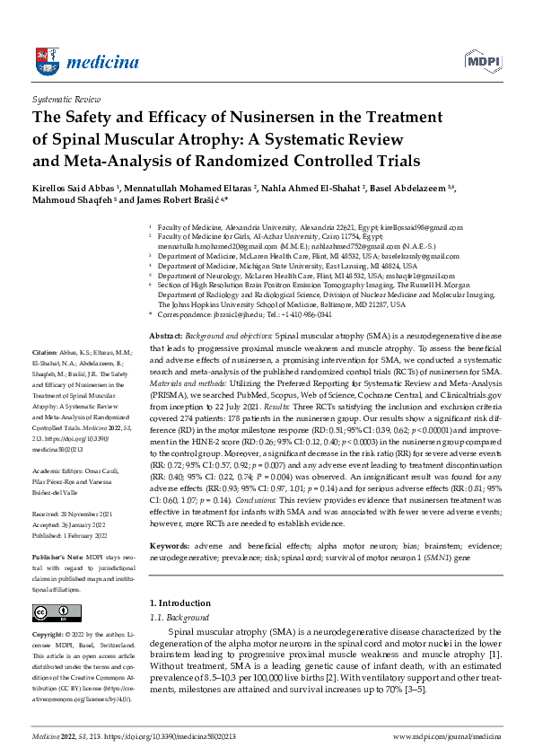 (PDF) The Safety and Efficacy of Nusinersen in the Treatment of Spinal ...