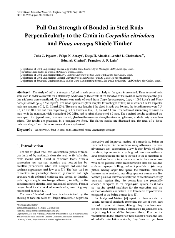 (PDF) Pull Out Strength of Bonded-in Steel Rods Perpendicularly to the ...
