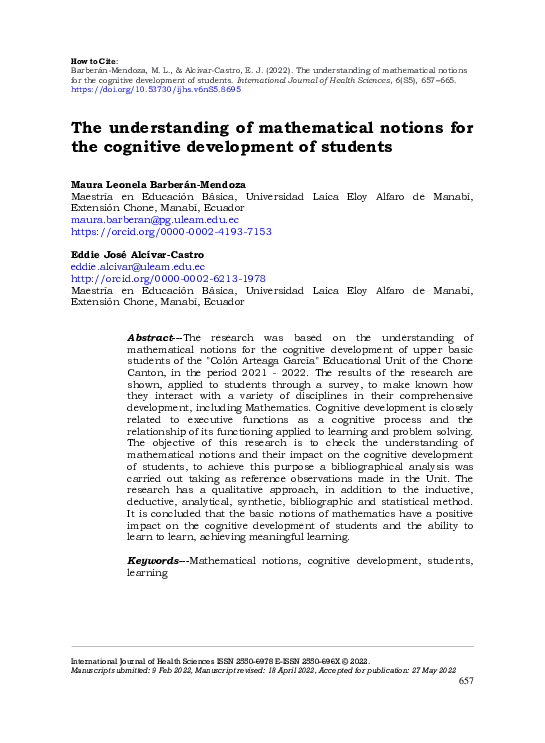 (PDF) The understanding of mathematical notions for the cognitive development of students