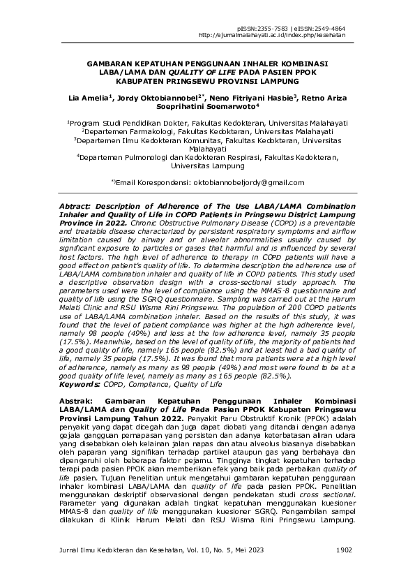 (PDF) Gambaran Kepatuhan Penggunaan Inhaler Kombinasi Laba/Lama Dan ...