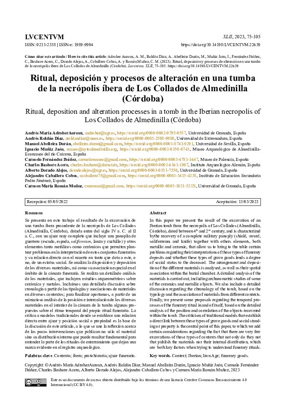 (PDF) Ritual, deposición y procesos de alteración en una tumba de la ...