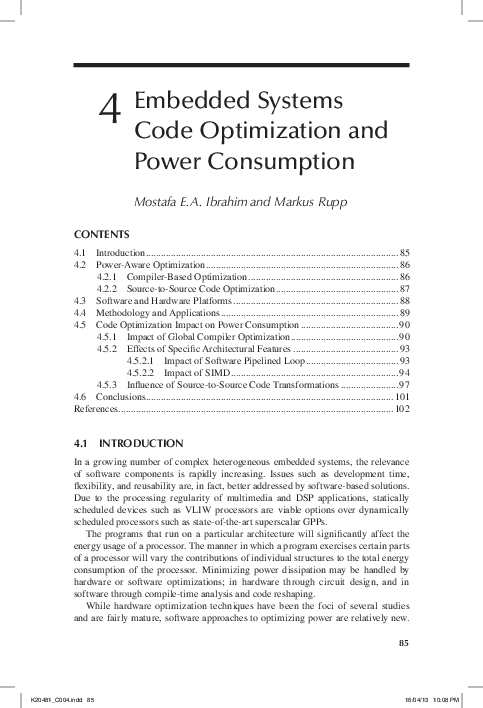 (PDF) 4 Embedded Systems Code Optimization and Power Consumption