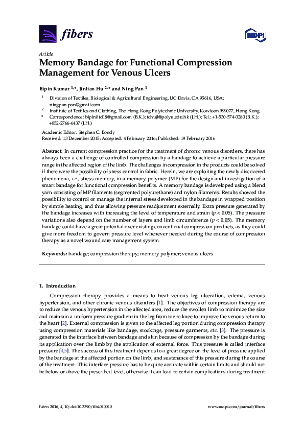 (PDF) Memory Bandage for Functional Compression Management for Venous ...