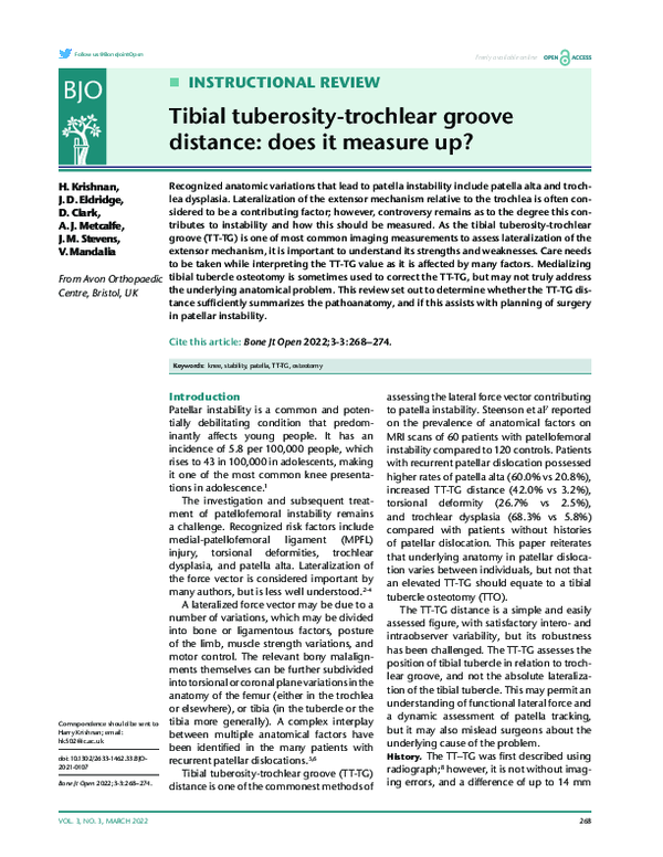 (PDF) Tibial tuberosity-trochlear groove distance: does it measure up?