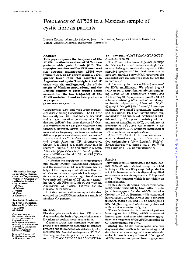 (PDF) Frequency of delta F508 in a Mexican sample of cystic fibrosis ...