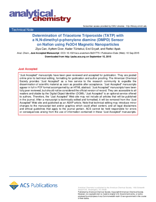 (PDF) Determination of triacetone triperoxide (TATP) traces using ...