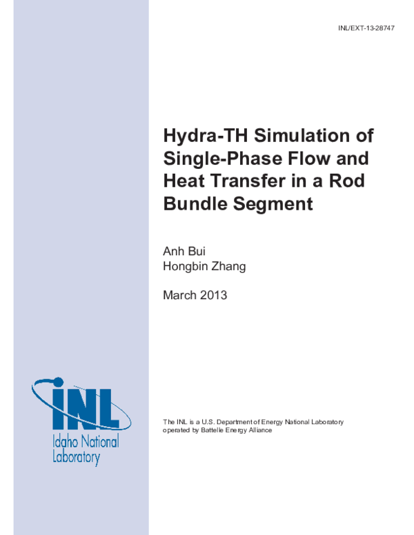 (PDF) Hydra-TH Simulation of Single-Phase Flow and Heat