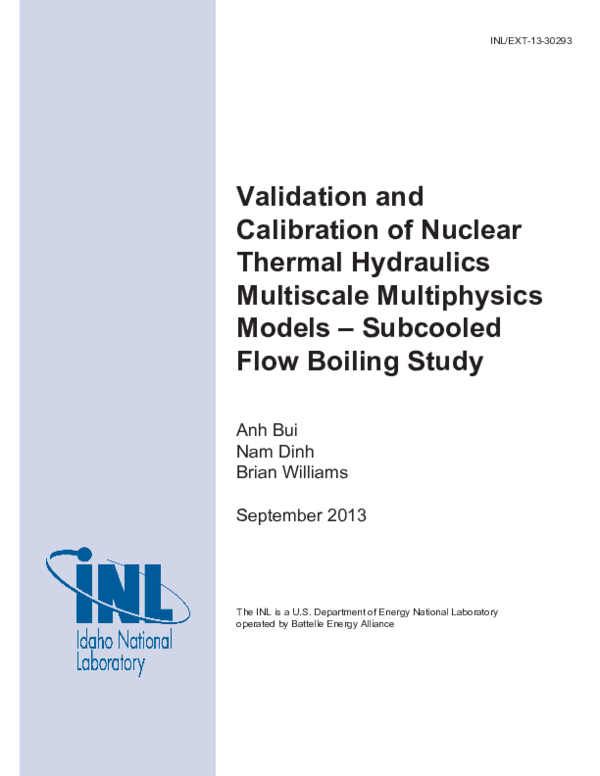 (PDF) Validation and Calibration of Nuclear Thermal Hydraulics Multiscale Multiphysics Models ...