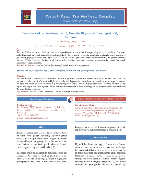(PDF) Treacher Collins Syndrome and Three Dimension Computerized ...