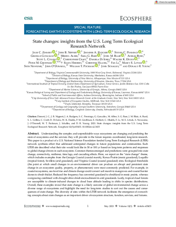 (PDF) State changes: insights from the U.S. Long Term Ecological ...