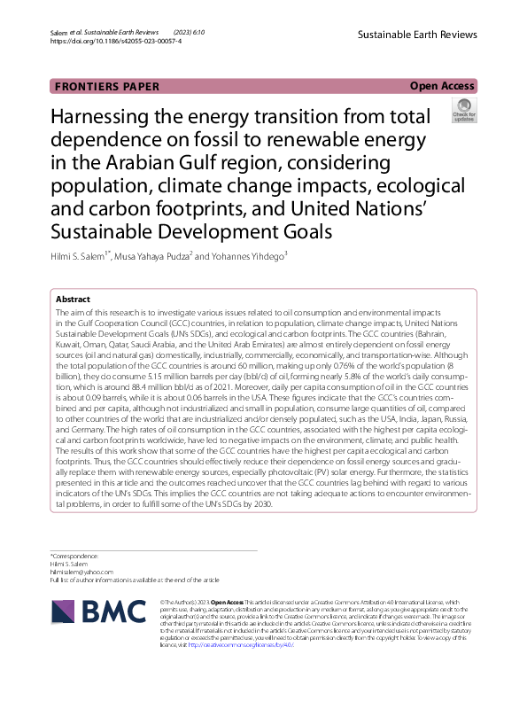 (PDF) Harnessing the energy transition from total dependence on fossil to renewable energy in ...