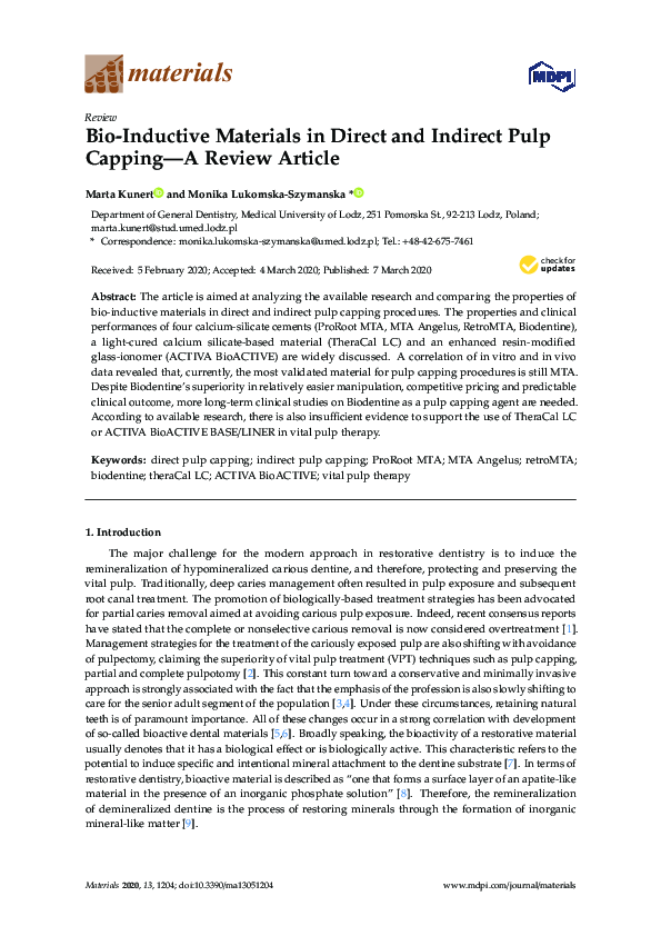 (PDF) Bio-Inductive Materials in Direct and Indirect Pulp Capping—A ...