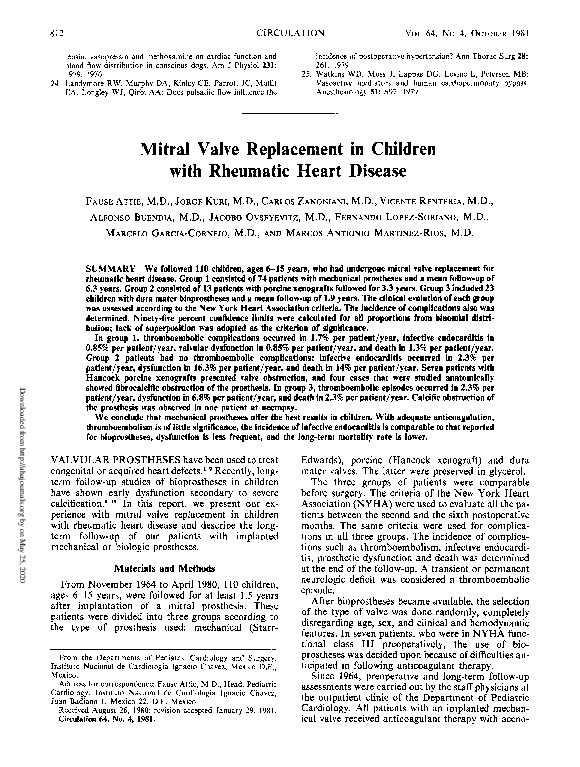 (PDF) Mitral valve replacement in children with rheumatic heart disease