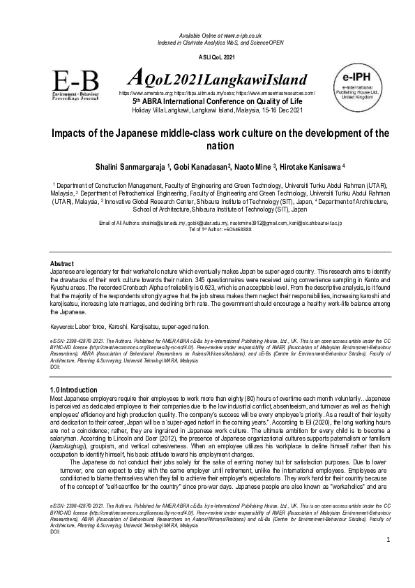 (PDF) Impacts of the Japanese Middle-Class Work Culture on the ...