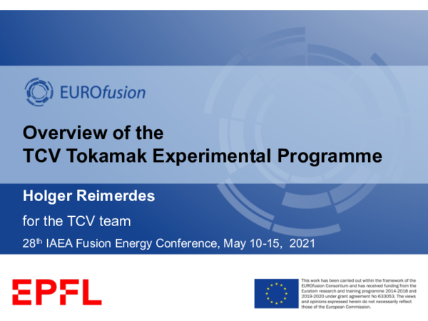 (PDF) Overview of the TCV tokamak experimental programme