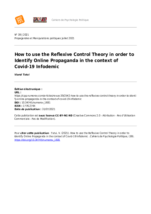 (PDF) How to use the Reflexive Control Theory in order to Identify ...