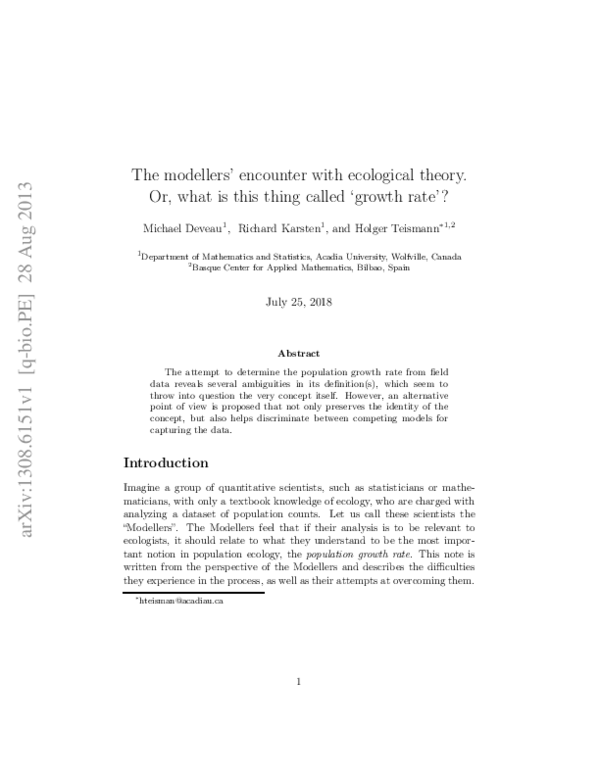 (PDF) The modellers ’ encounter with ecological theory