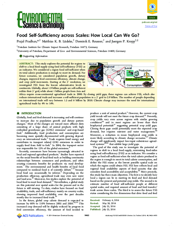 (PDF) Evaluating Local Food Self-Sufficiency and Future Scenarios