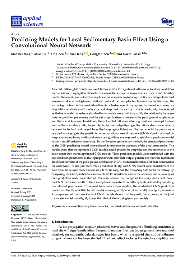 Pdf Predicting Models For Local Sedimentary Basin Effect Using A Convolutional Neural Network