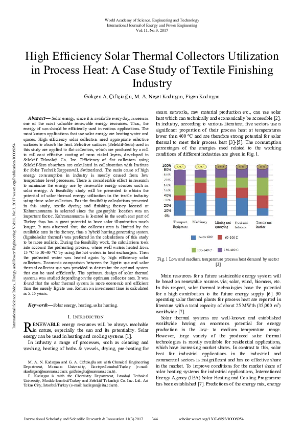 (PDF) High Efficiency Solar Thermal Collectors Utilization In Process Heat: A Case Study Of ...