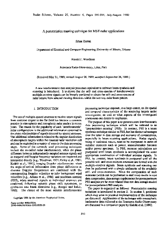 Pdf Poststatistics Technique For Mst Radar Signals