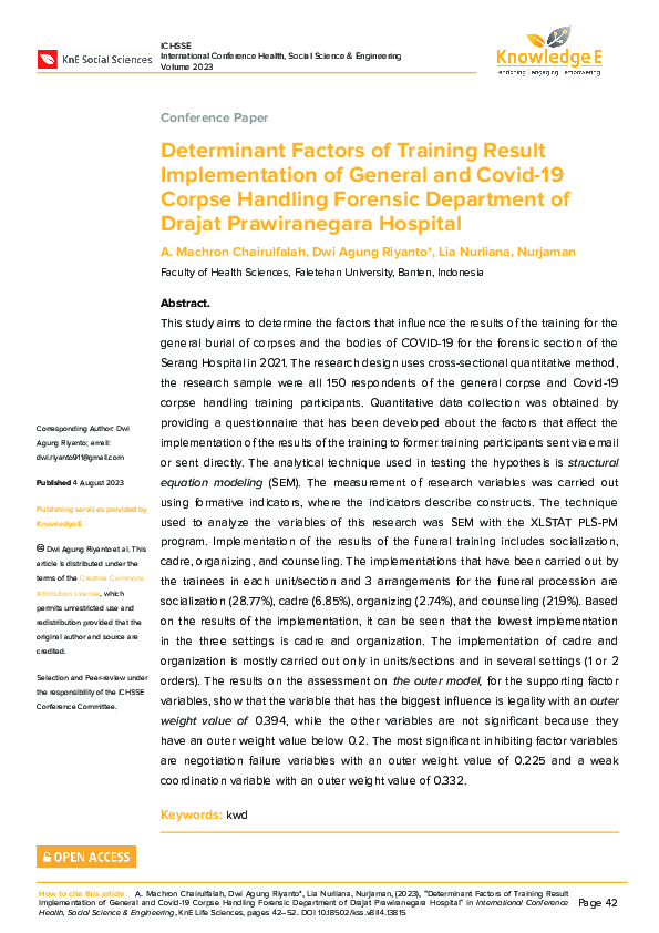 (PDF) Determinant Factors of Training Result Implementation of General ...