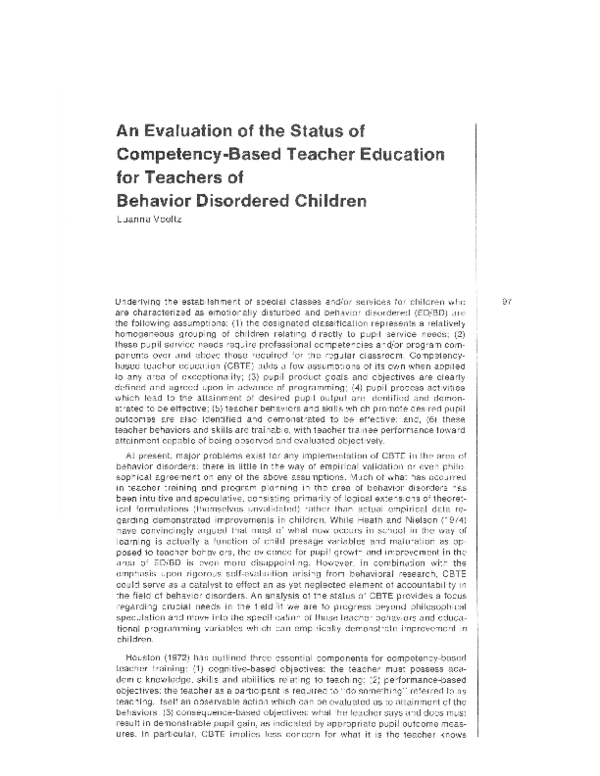(PDF) An Evaluation of the Status of Competency-Based Teacher Education for Teachers of Behavior ...