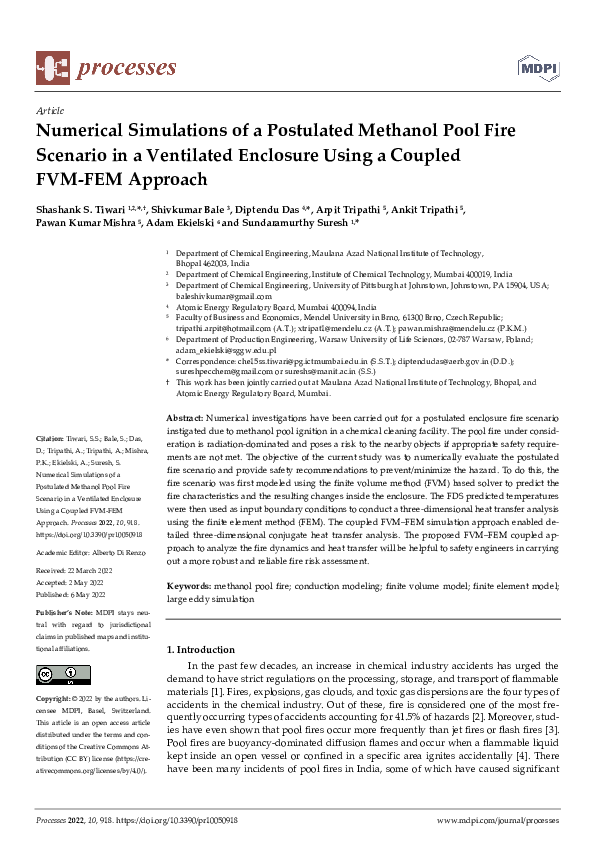 (PDF) Numerical Simulations of a Postulated Methanol Pool Fire Scenario in a Ventilated ...