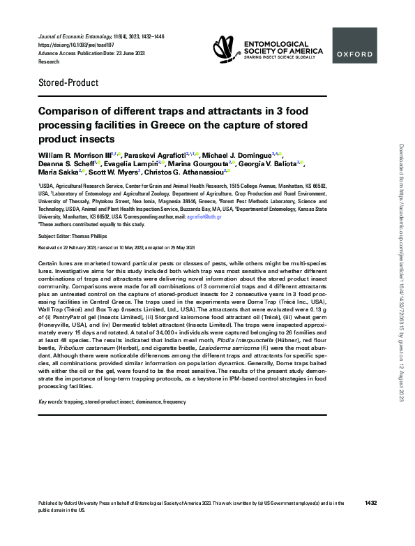 (PDF) Comparison of different traps and attractants in 3 food ...