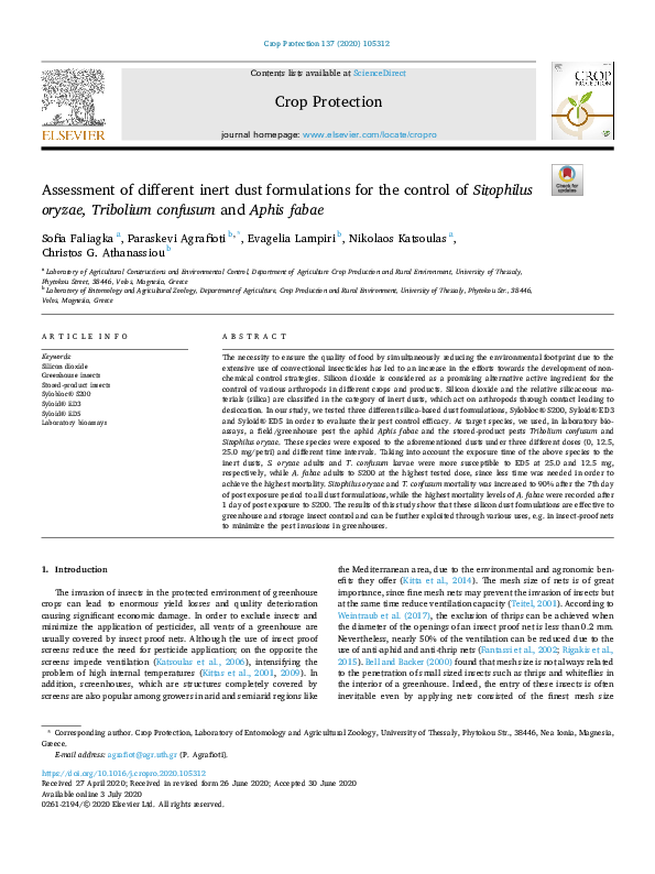 (PDF) Assessment of different inert dust formulations for the control ...