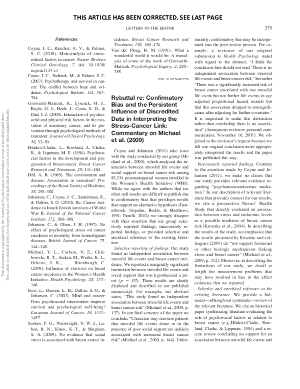 (PDF) Rebuttal re: "Confirmatory bias and the persistent influence of ...