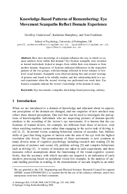(PDF) Knowledge-Based Patterns of Remembering: Eye Movement Scanpaths Reflect Domain Experience