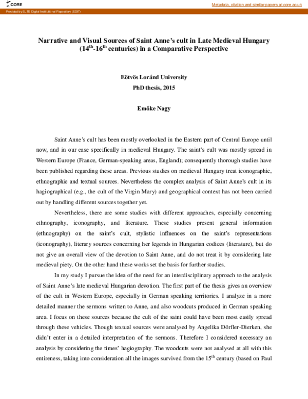 (PDF) Narrative and Visual Sources of Saint Anne’s Cult in Late Medieval Hungary (14th-16th ...
