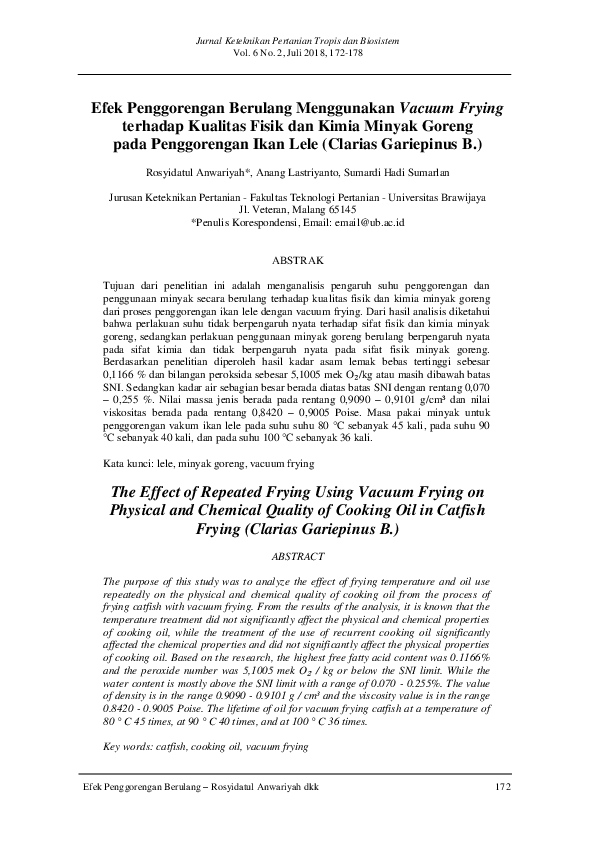 (PDF) Efek Penggorengan Berulang Menggunakan Vacuum Frying terhadap Kualitas Fisik dan Kimia ...
