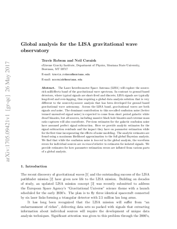Pdf Impact Of Galactic Foreground Characterization On A Global Analysis For The Lisa