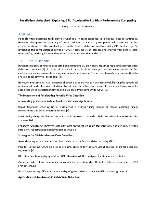 Pdf Parallelism Unleashed Exploring Gpu Acceleration For High Performance Computing Shafiq