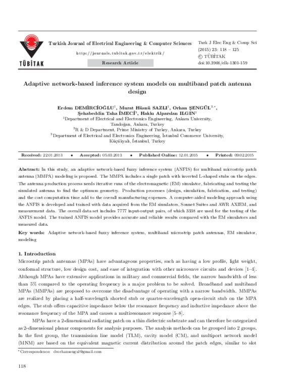 (PDF) Adaptive network-based inference system models on multiband patch antenna design
