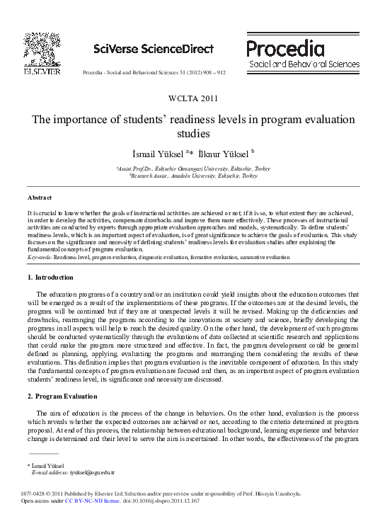 (PDF) The importance of students’ readiness levels in program ...