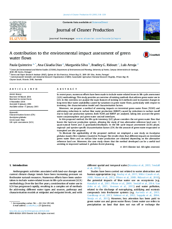 (PDF) A contribution to the environmental impact assessment of green ...