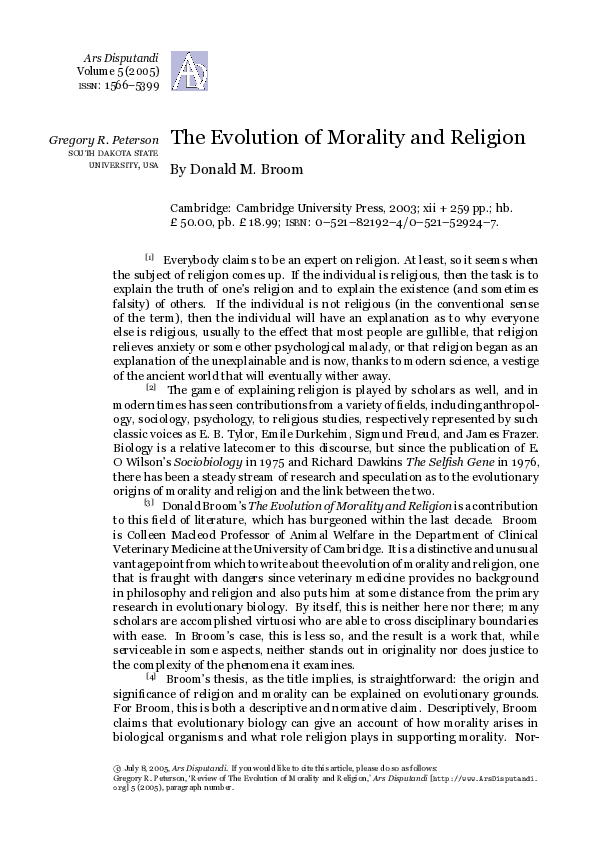 (PDF) The Evolution of Morality and Religion