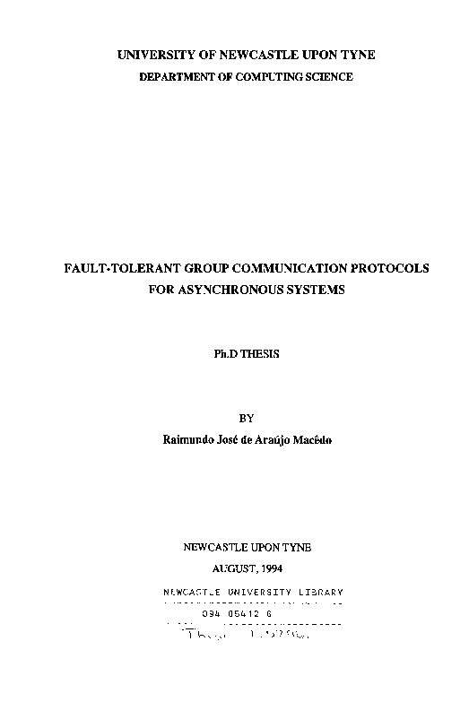 Pdf Fault Tolerant Group Communication Protocols For Asynchronous Systems