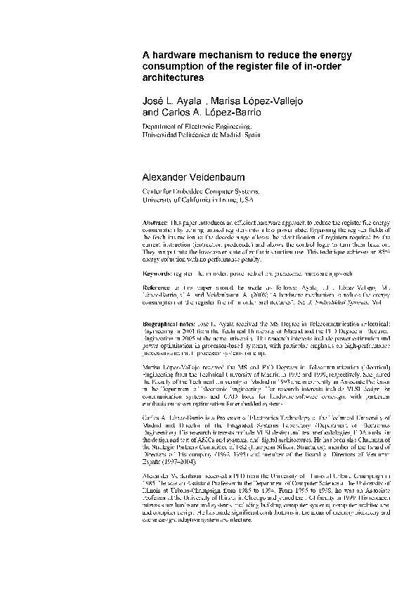 (PDF) A hardware mechanism to reduce the energy consumption of the register file of in-order ...