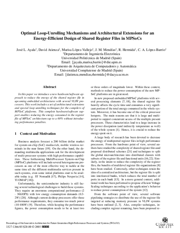 (PDF) Optimal loop-unrolling mechanisms and architectural extensions ... (PDF) Optimal loop-unrolling mechanisms and architectural extensions ...