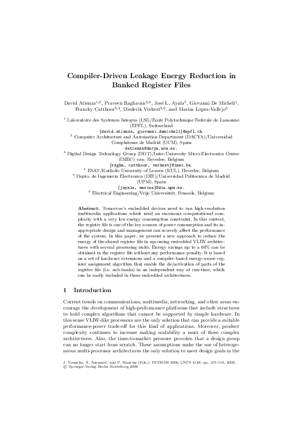(PDF) Compiler-Driven Leakage Energy Reduction in Banked Register Files
